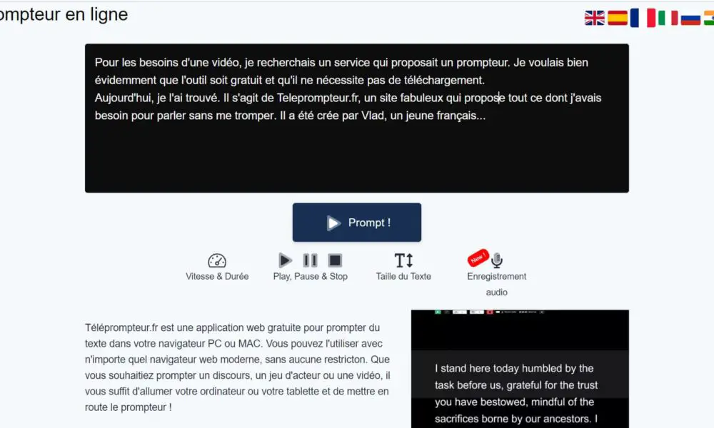 Teleprompteur.fr : Un prompteur gratuit, en ligne et sans installation